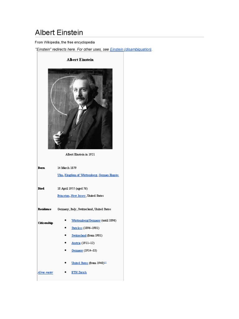 Albert Einstein: Father of Modern Physics | PDF | Albert Einstein ...