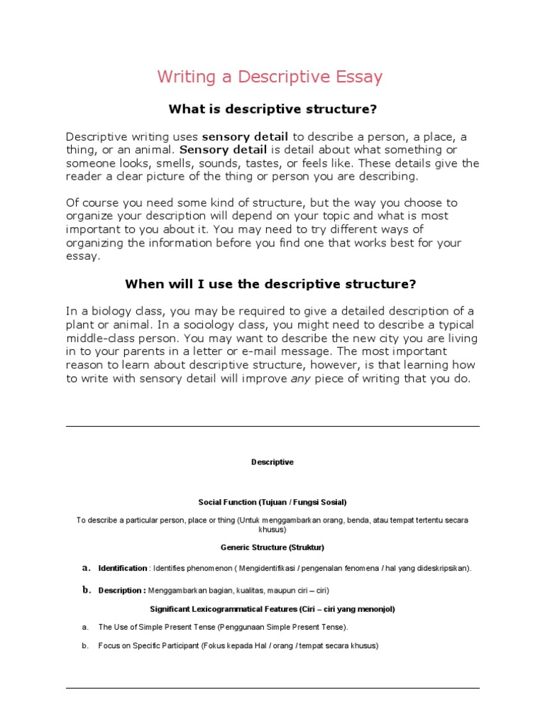 Guide to Writing Descriptive Essays | PDF | Essays | Communication