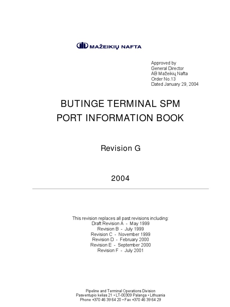 Butinge Terminal SPM Port Information Book Revision G | PDF | Oil ...