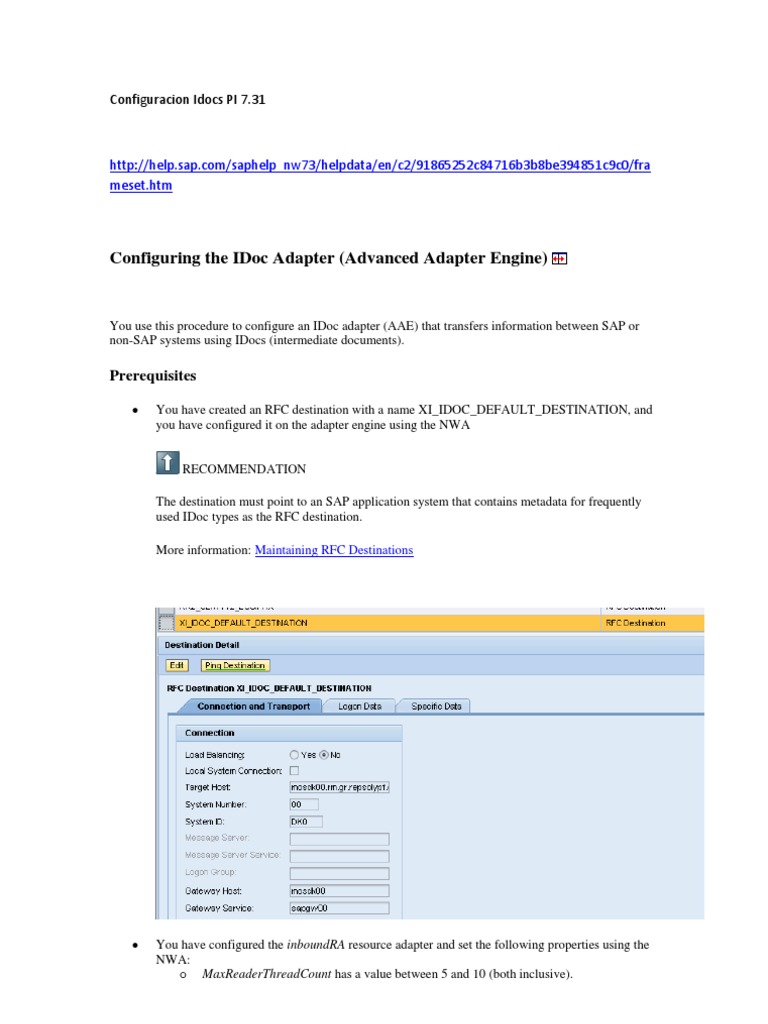 Configure IDoc Adapter in SAP PI 7.31 | PDF | Server (Computing) | Computer Engineering