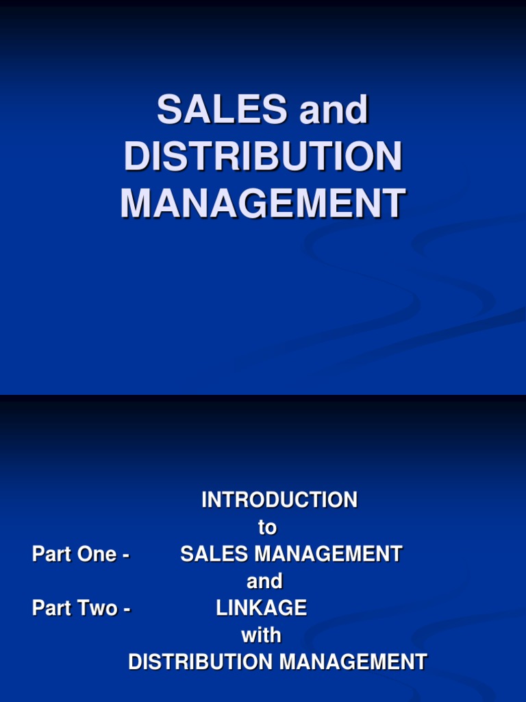 Sales and Distribution Management - Introduction | Download Free PDF ...