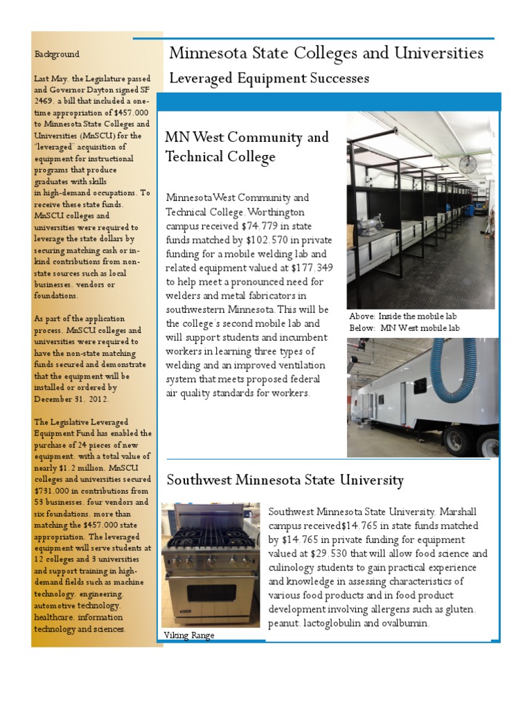 MnSCU - Leveraged Equipment | PDF | Minnesota | Numerical Control