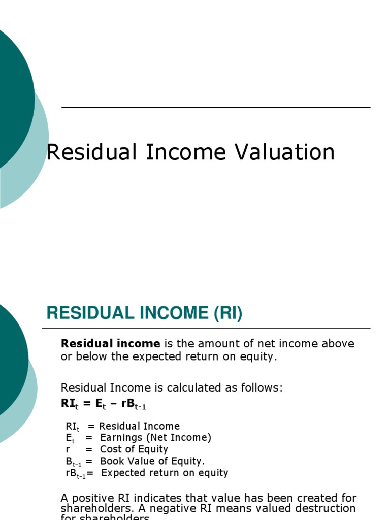 Residual Income Valuation Explained | PDF | Cost Of Capital | Equity ...