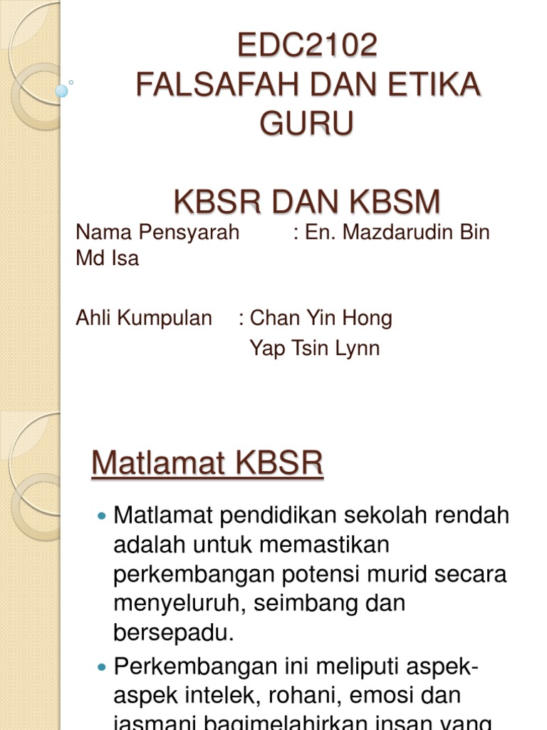 KBSR Dan KBSM | PDF