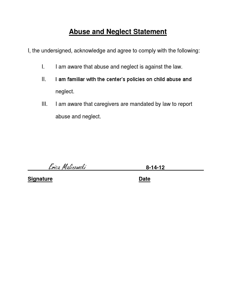 Abuse and Neglect Statement | PDF