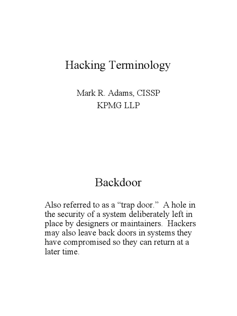 Hacking Terminology | PDF | Denial Of Service Attack | Computer Virus