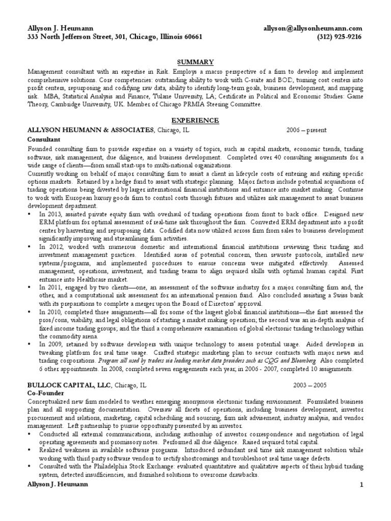 Allyson Joy Heumann Resume | Download Free PDF | Option (Finance ...