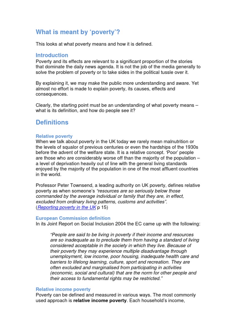 Poverty Definitions | PDF | Poverty Threshold | Poverty