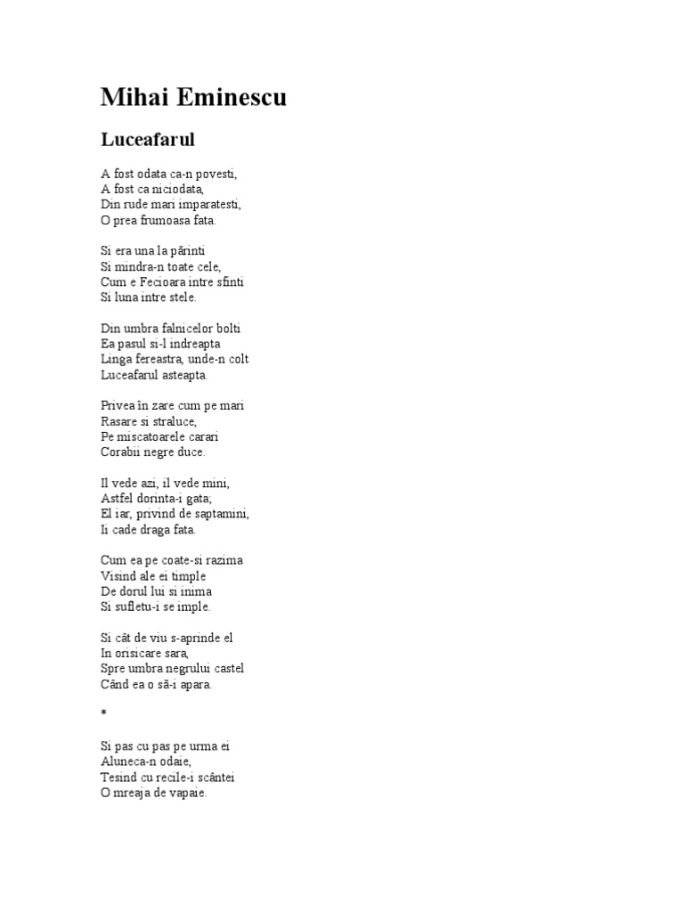 Luceafarul Mihai Eminescu | PDF