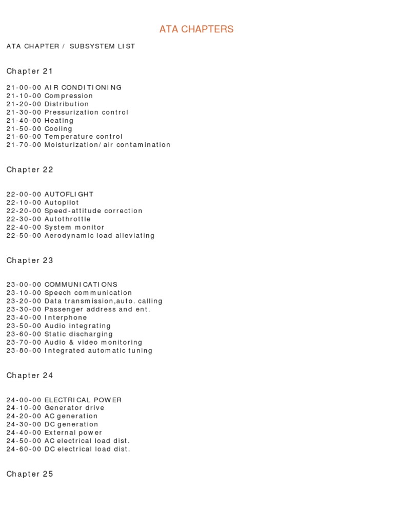 Aircraft Ata Chapters | Landing Gear | Aerospace Engineering