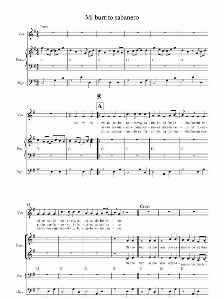 Mi Burrito Sabanero_Partitura