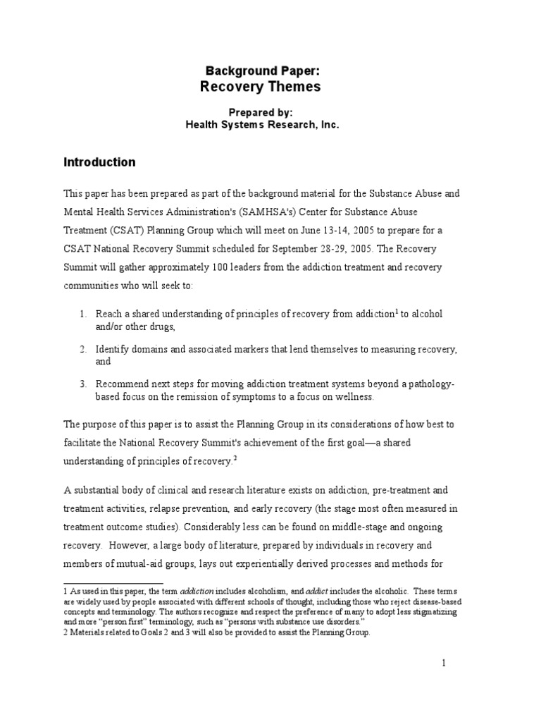 Background Paper | PDF | Recovery Approach | Substance Use Disorder