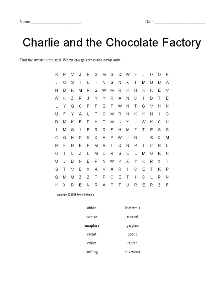 Charlie and The Chocolate Factory WordSearch | PDF | Leisure | Business