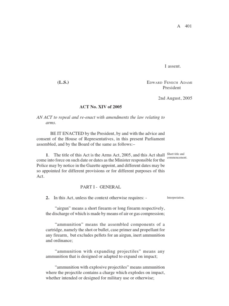Malta Arms Act 2005 (En) | PDF | Cartridge (Firearms) | License