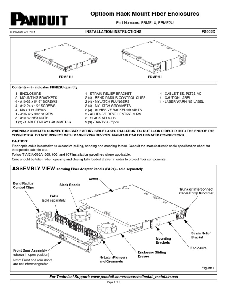 Opticom Rack Mount Fiber Enclosures: Assembly View | PDF | Cable ...