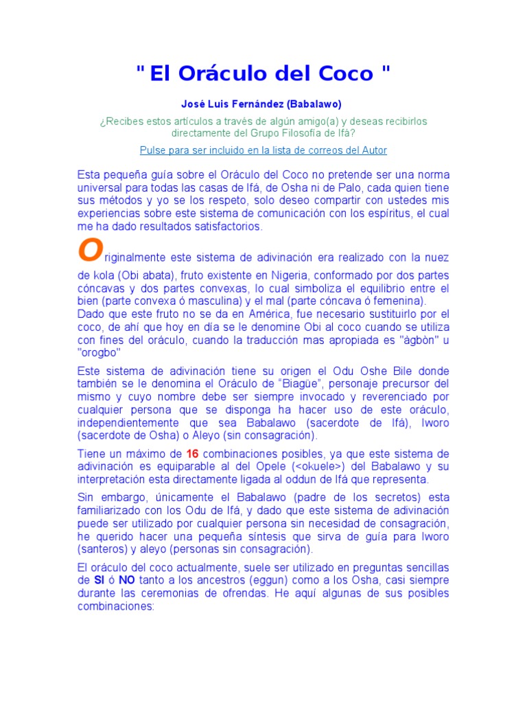El Oráculo Del Coco | PDF | Religión y creencia | Science