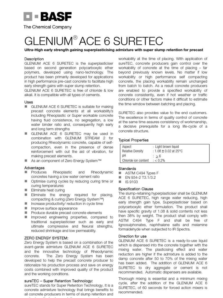Glenium - Ace - 6 - Suretec - v4 | PDF | Concrete | Building Materials