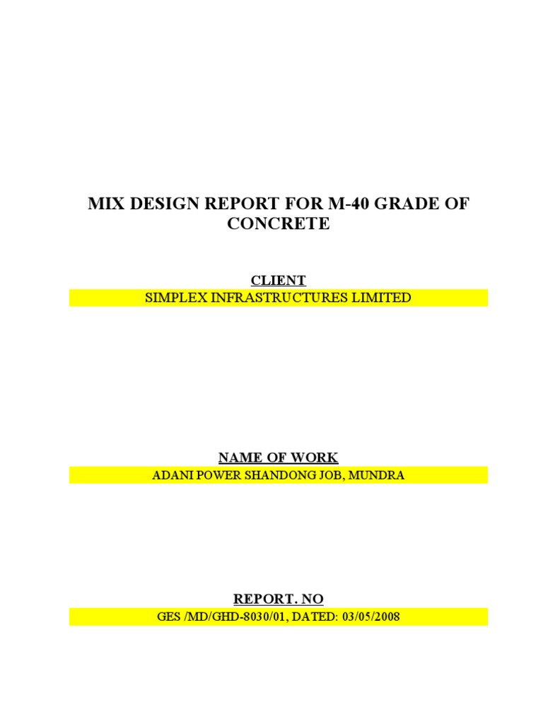 Concrete Mix Design Report | PDF | Construction Aggregate | Density