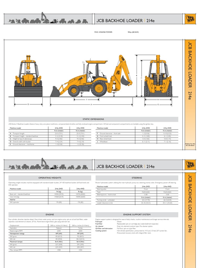 JCB 214 e Backhoe Loader | PDF | Loader (Equipment) | Manufactured Goods