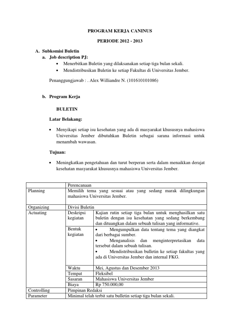 Contoh Format Penulisan Proker | PDF | Karier & Perkembangan