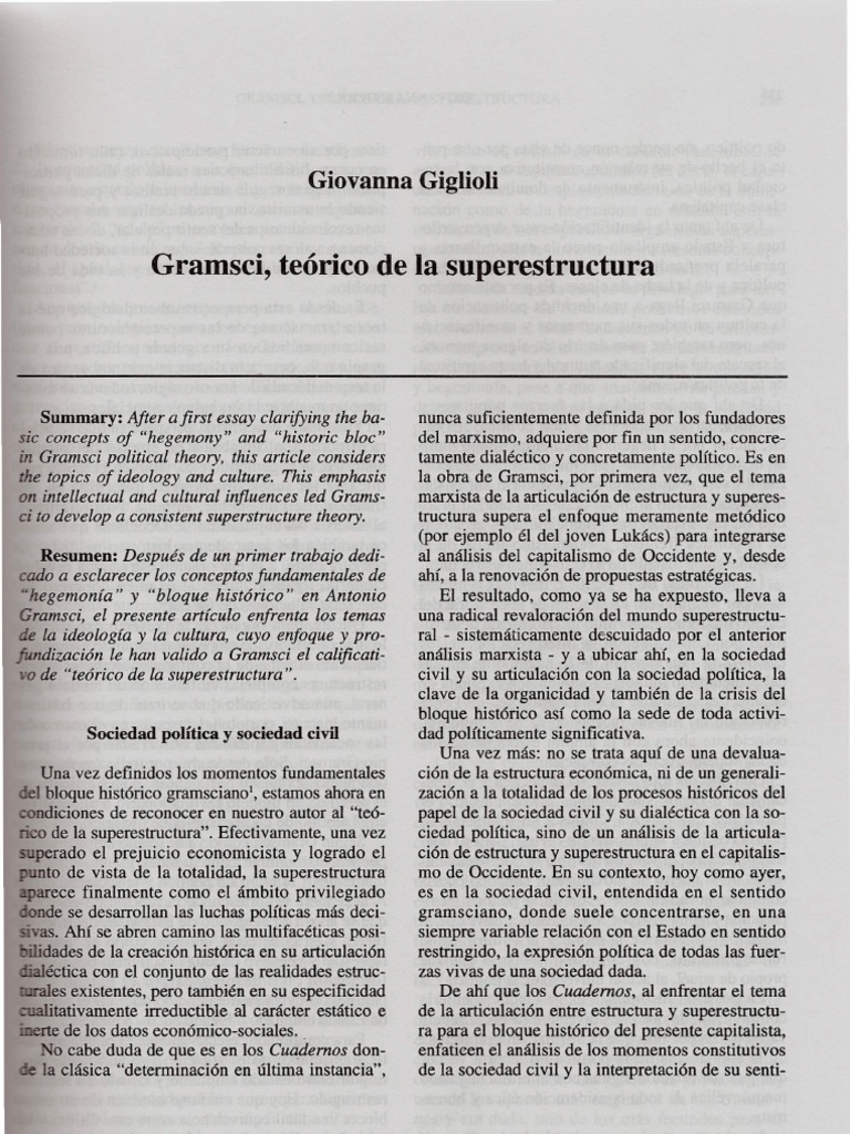 Gramsci Teorico de La Superestructura | PDF | Antonio Gramsci | Ideologías