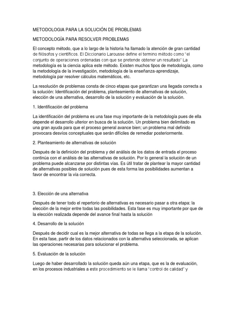 Metodologia para La Solución de Problemas | PDF | Algoritmos | Método ...