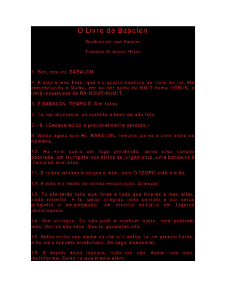 O Livro de Babalon | PDF | Amor