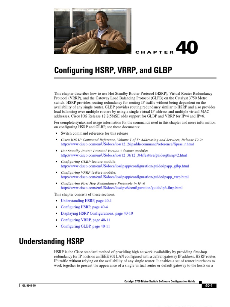 Configuring HSRP VRRP GLBP | PDF | Internet Protocols | Router (Computing)