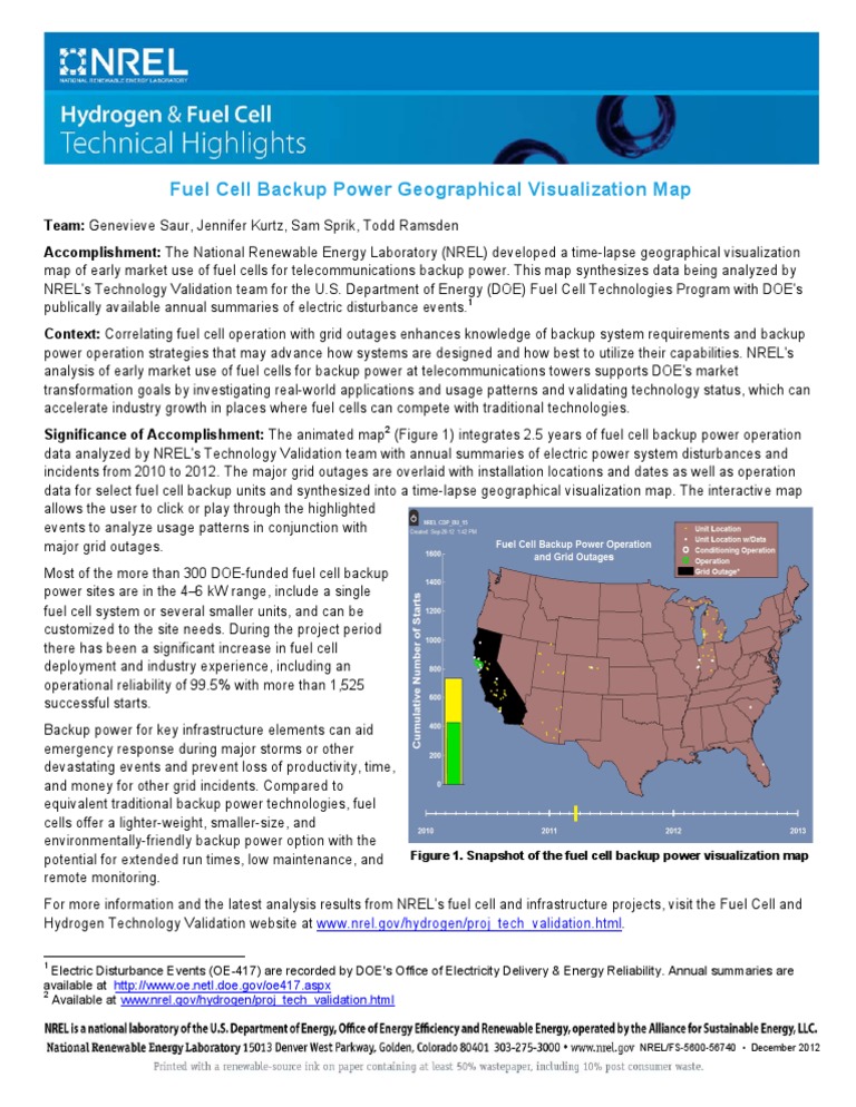 Fuel Cell Backup Power Geographical Visualization Map: WWW - Nrel.gov ...