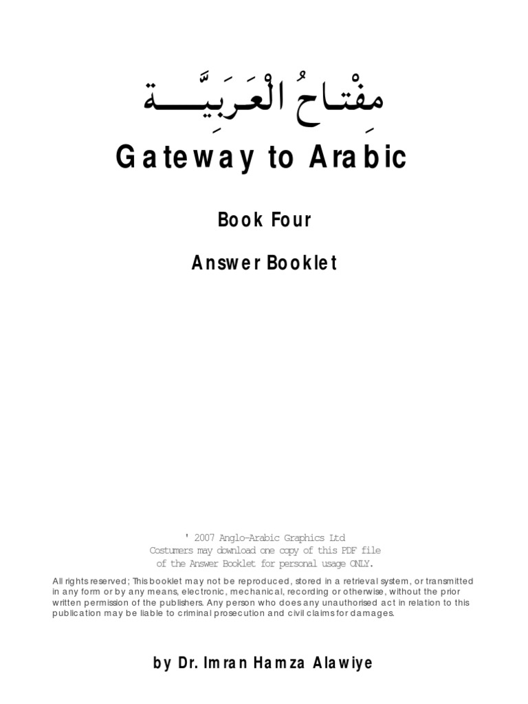 Gateway To Arabic - Answer Book 4 | Download Free PDF | Grammatical ...