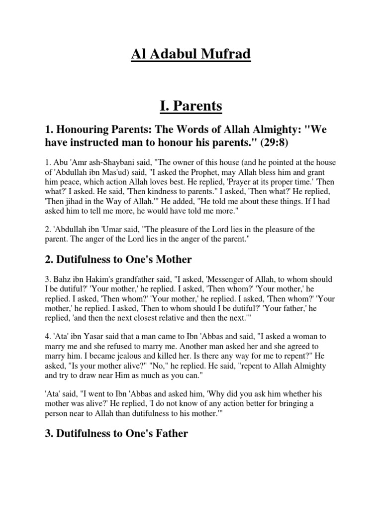 Al Adabul Mufrad | PDF | Umar | Muhammad