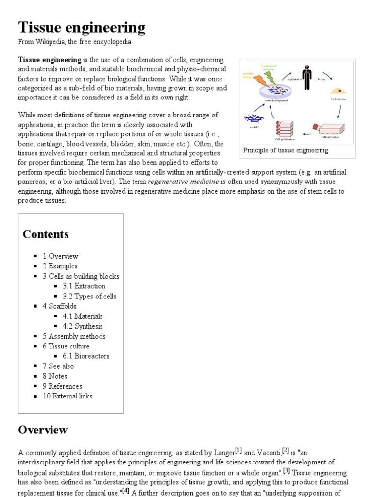 Tissue Engineering - Wikipedia, The Free Encyclopedia | PDF