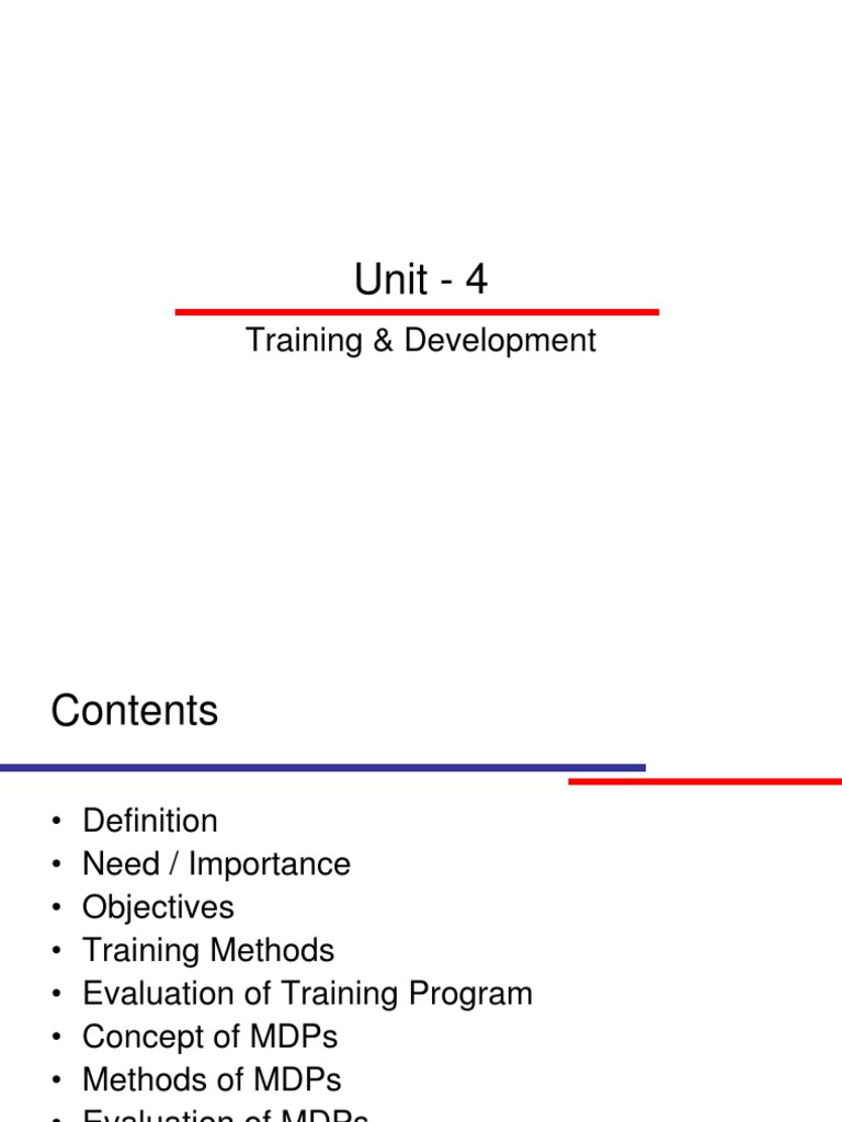 Unit - 4: Training & Development | PDF | Employment | Evaluation