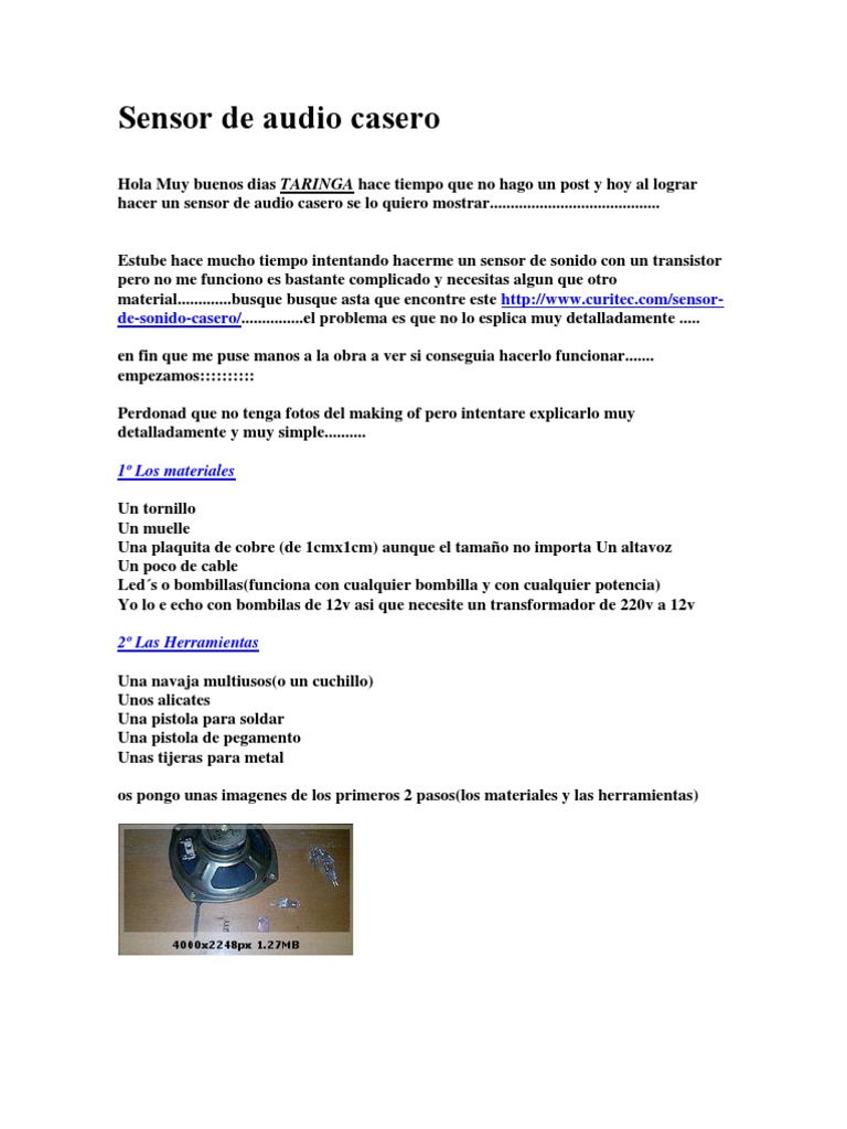 Sensor de Audio Casero | PDF | Herramientas | Relé