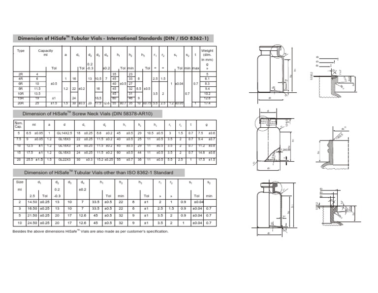 Vials Dim As Per ISO 8362 | PDF | Technology & Engineering
