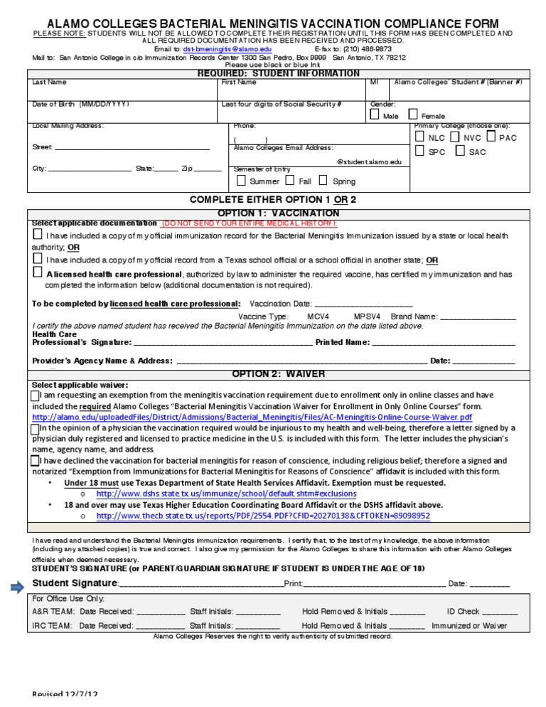 BM Compliance Form | PDF | Meningitis | Physician
