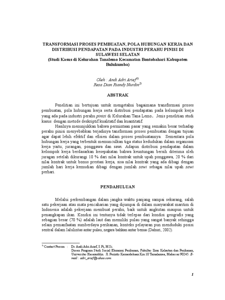 Transformasi Pembuatan Perahu Pinisi | PDF