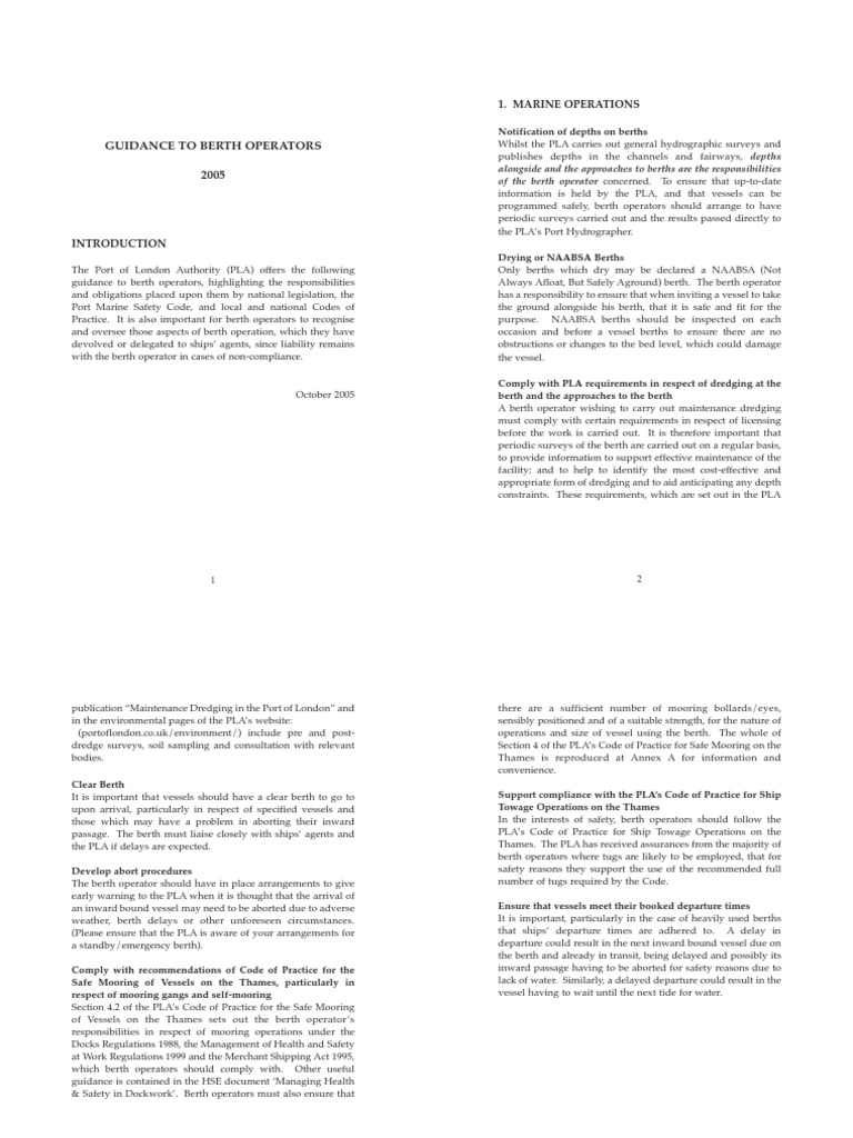 Berth Operator | PDF | Safety | Occupational Safety And Health