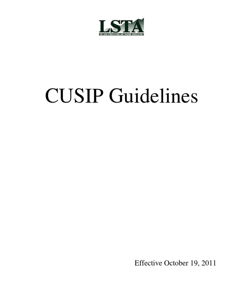 CUSIP Guidelines 2011 | Cusip | Financial Markets
