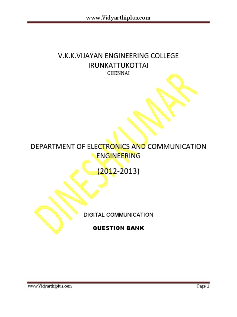 Digital Communication Question Bank | PDF