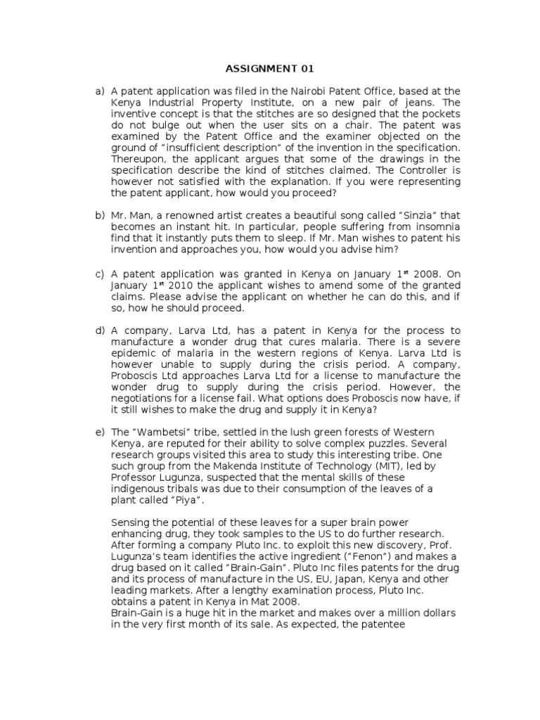 Assignment 01 | PDF | Patent Application | Patent