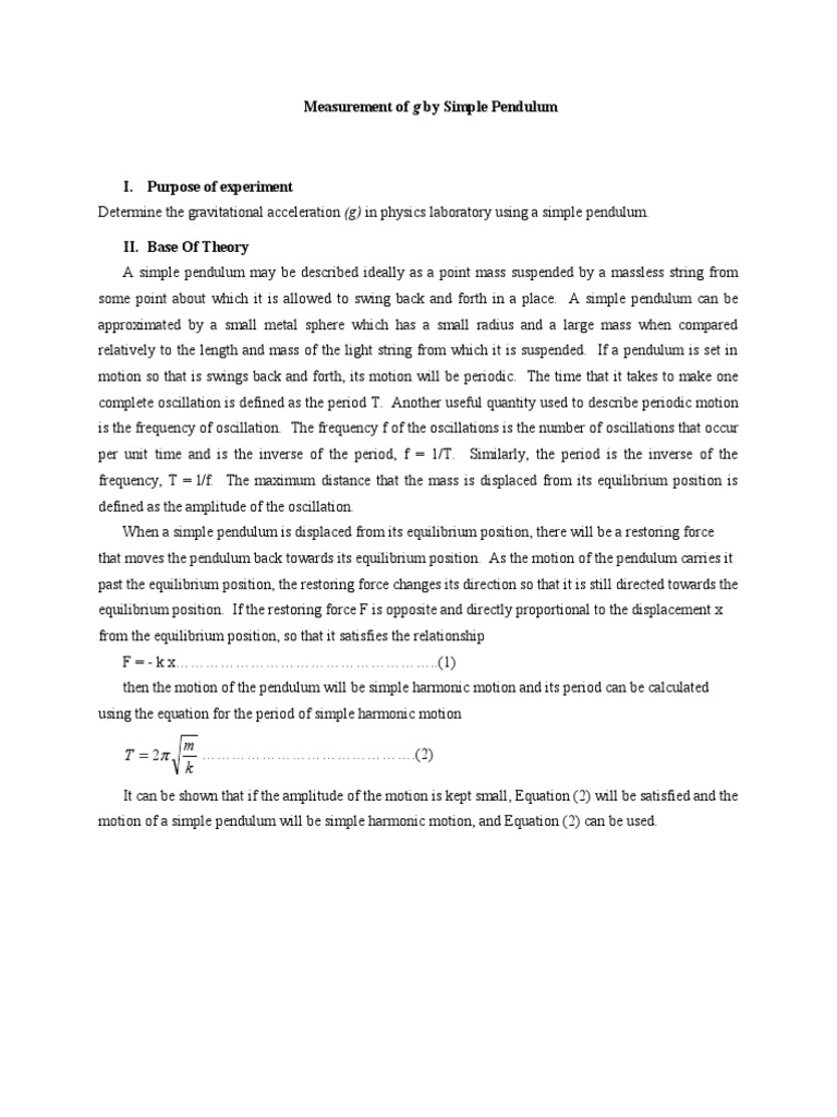 Physics Lab: Simple Pendulum Experiment | PDF | Pendulum | Quantity