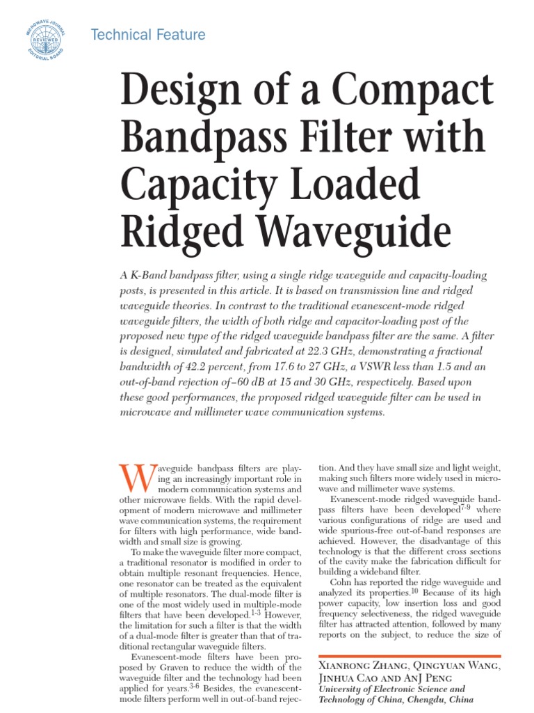 Filter Design PDF | PDF | Waveguide | Transmission Line