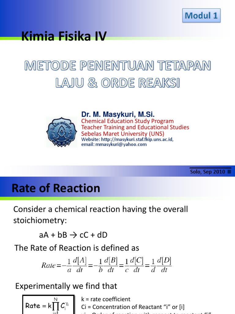 Persamaan Laju Reaksi | PDF