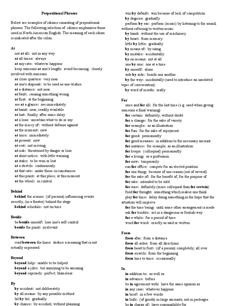 Prepositional Phrases | PDF | Idiom | Jokes