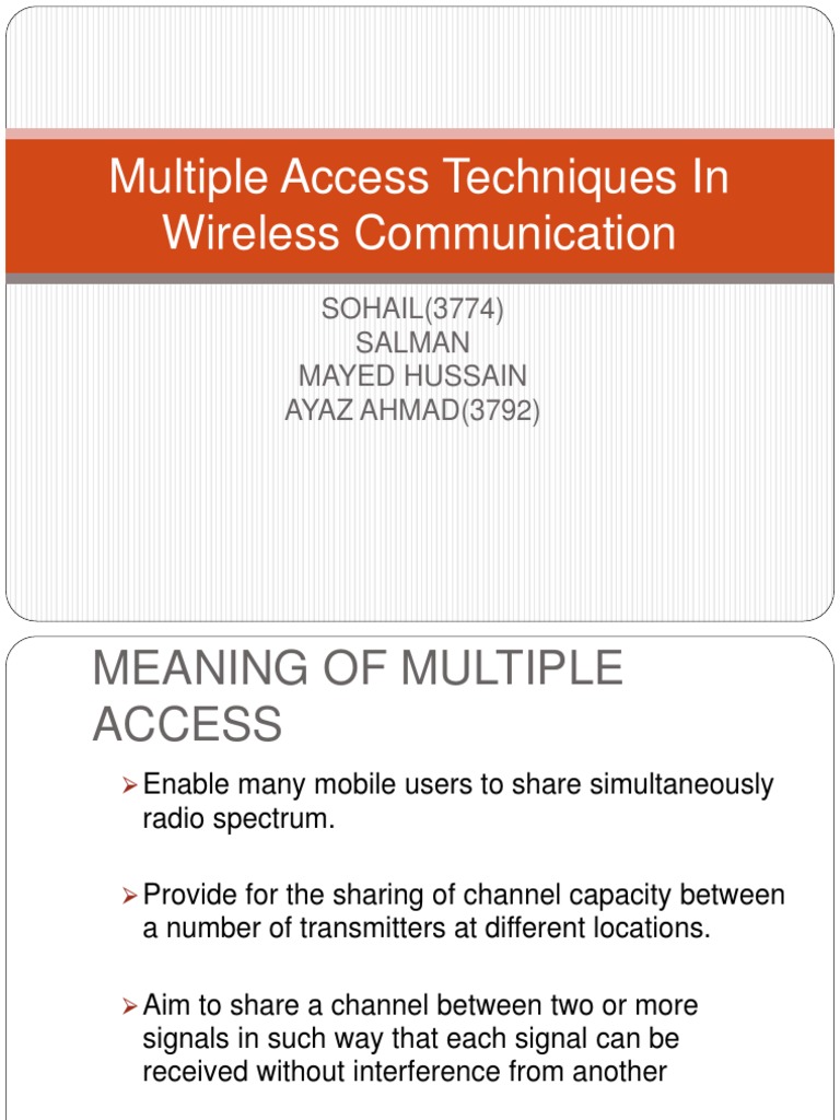 Multiple Access Techniques in Wireless Communication PPT Ayaz | PDF ...