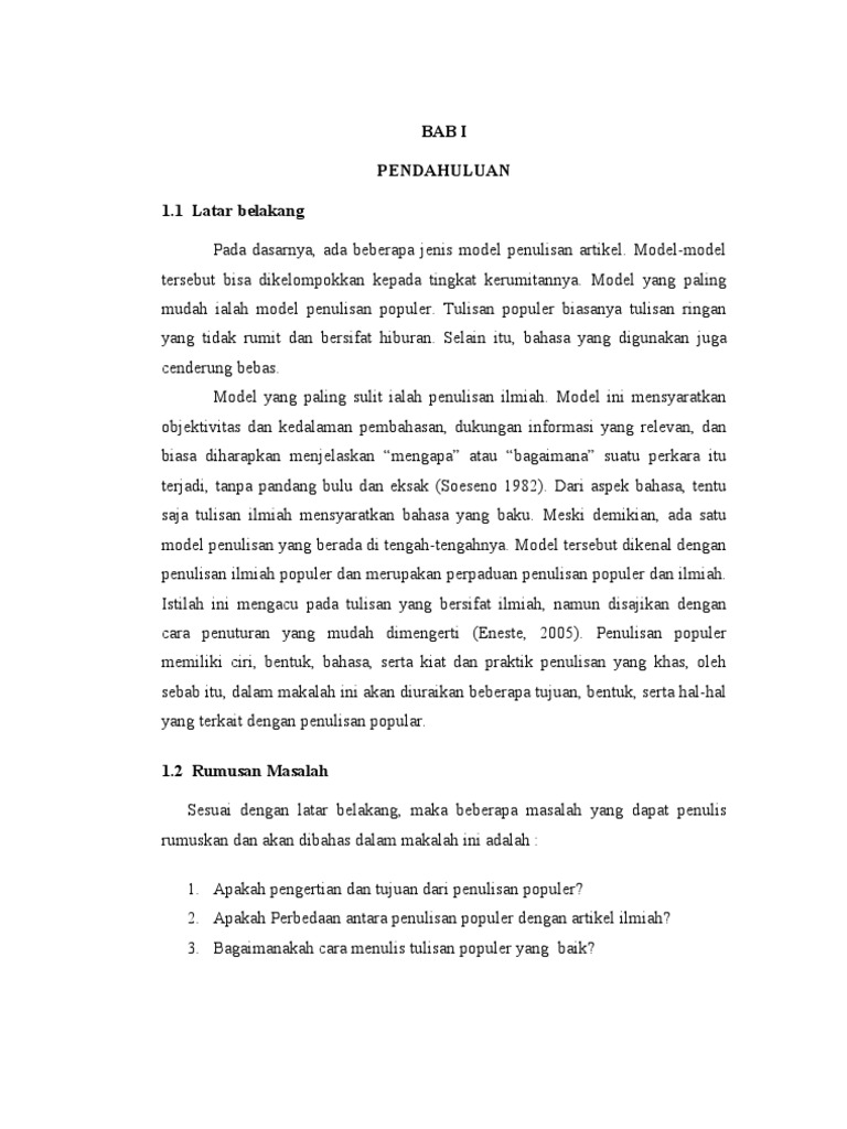 Makalah Tulisan Populer | PDF