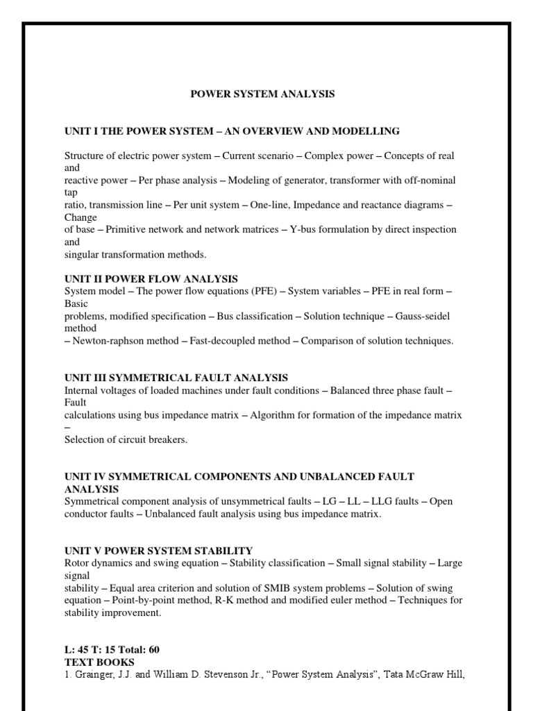 Power System Analysis-Ii | PDF | Electrical Impedance | Electric Power ...