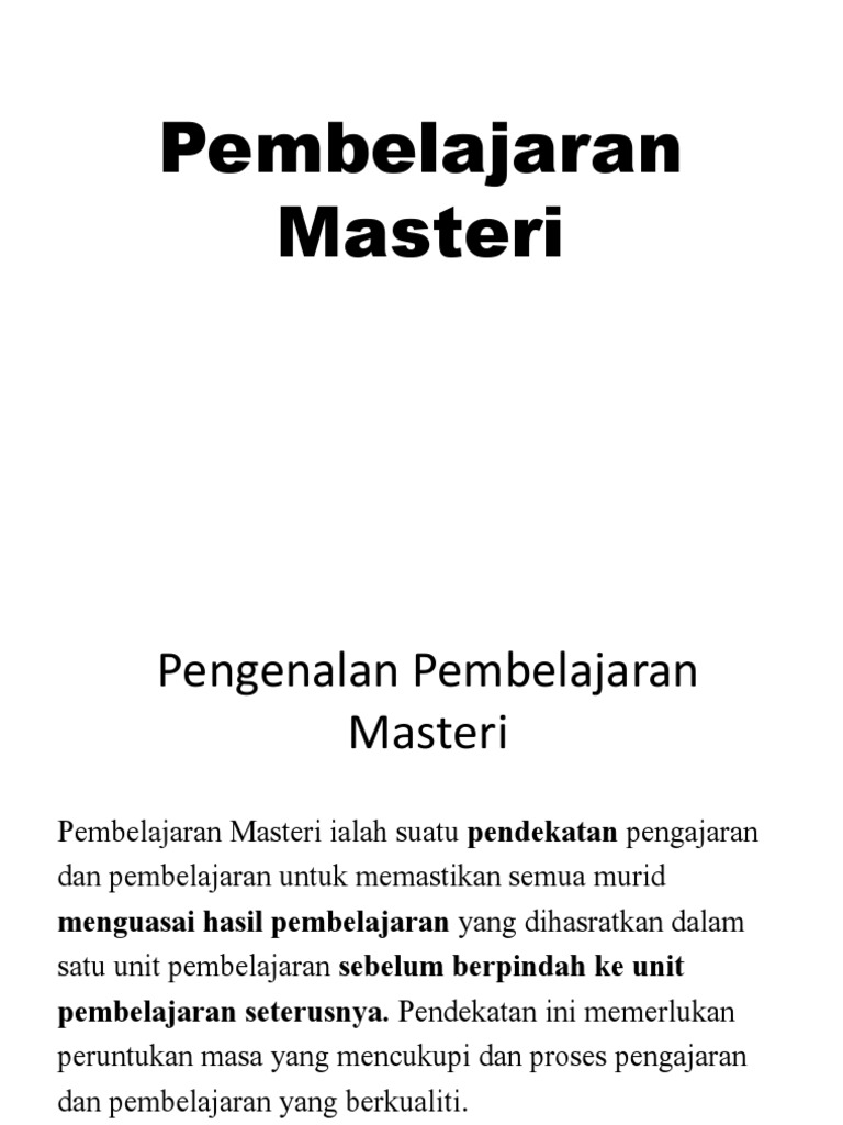 Pendekatan Pembelajaran Masteri | PDF | Karier & Perkembangan | Bisnis