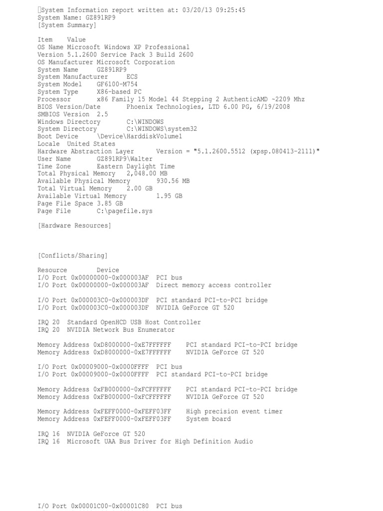 Msinfo 32 | PDF | Microsoft Windows | Computer Networking
